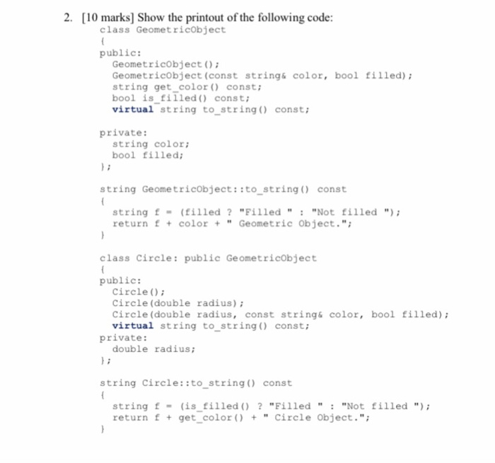 Solved 2. [10 marks] Show the printout of the following | Chegg.com