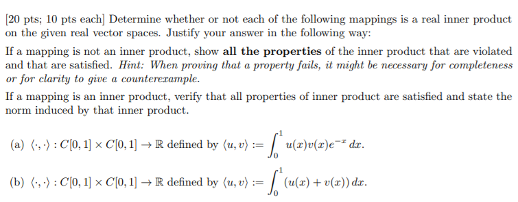 Solved [20 pts; 10 pts each] Determine whether or not each | Chegg.com