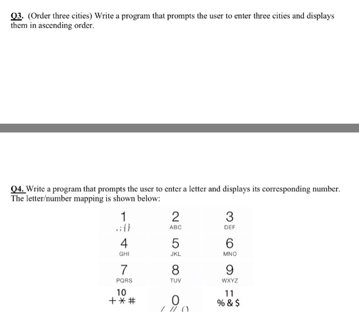 Solved 03. (Order three cities) Write a program that prompts | Chegg.com