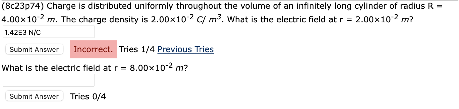 Solved (8c23p74) Charge is distributed uniformly throughout | Chegg.com