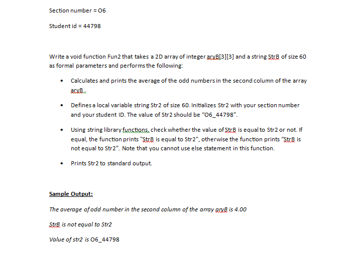 Solved Section number = 06 Student id = 44798 Write a void | Chegg.com