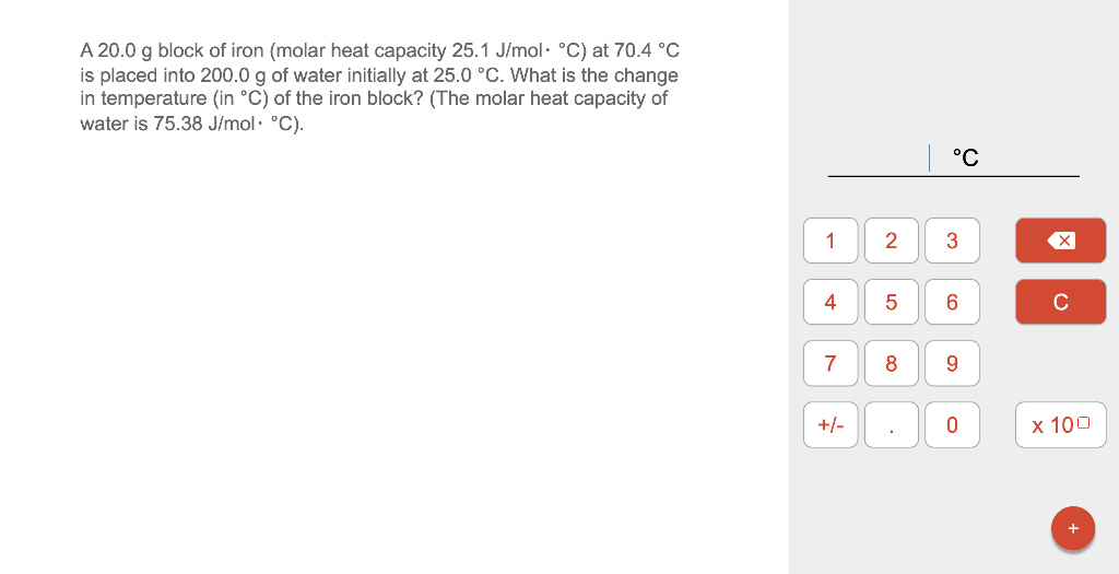 Solved A 20.0 g block of iron (molar heat capacity 25.1 | Chegg.com