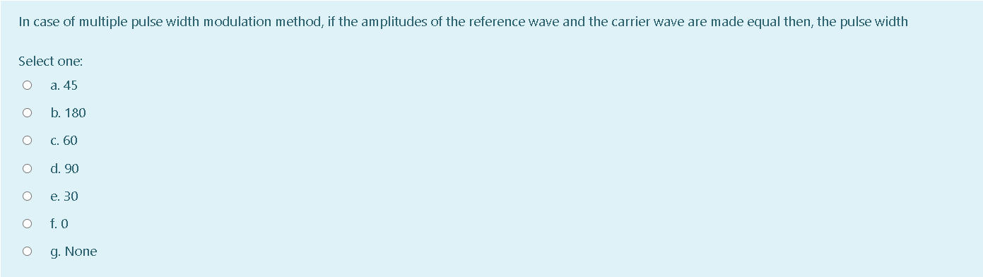 Solved In case of multiple pulse width modulation method, if | Chegg.com