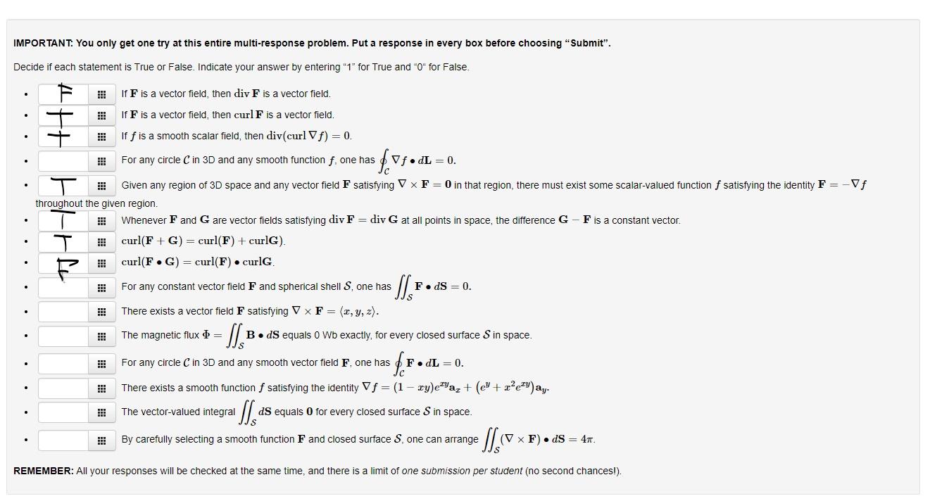 Solved IMPORTANT: You only get one try at this entire | Chegg.com