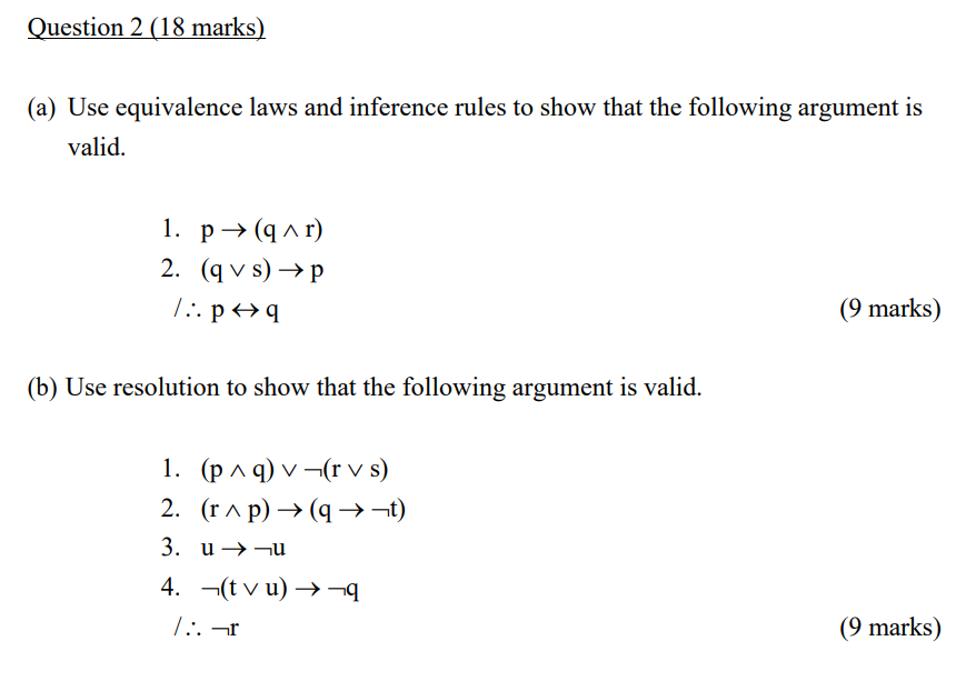Solved (a) Use equivalence laws and inference rules to show | Chegg.com