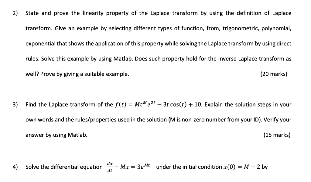 Solved 2) State and prove the linearity property of the | Chegg.com