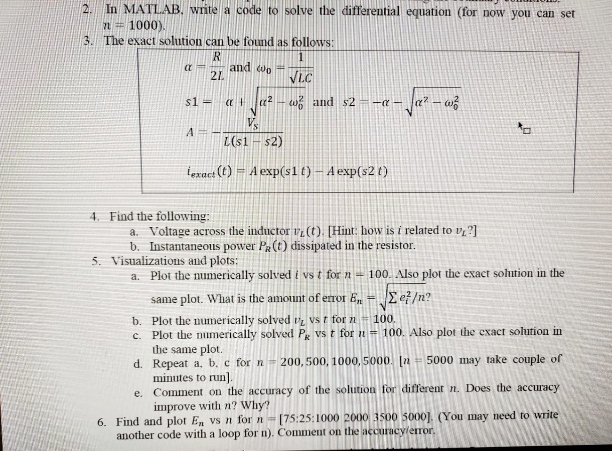 Solved ғр 2. In MATLAB, write a code to solve the | Chegg.com