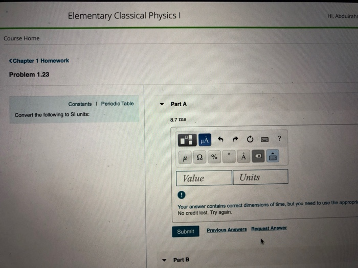 Solved Elementary Classical Physics I Hi, Abdulraht Course | Chegg.com
