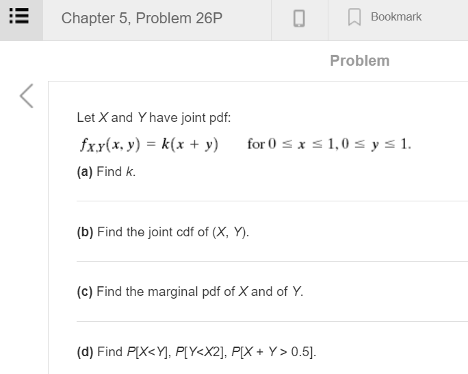 Solved Chapter 5, Problem 26P 口Bookmark : Problem Let X and | Chegg.com