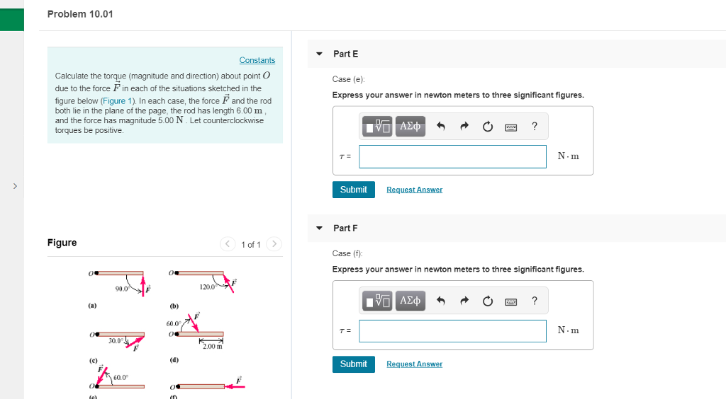 Solved Part A Constants Calculate the torque (magnitude and | Chegg.com