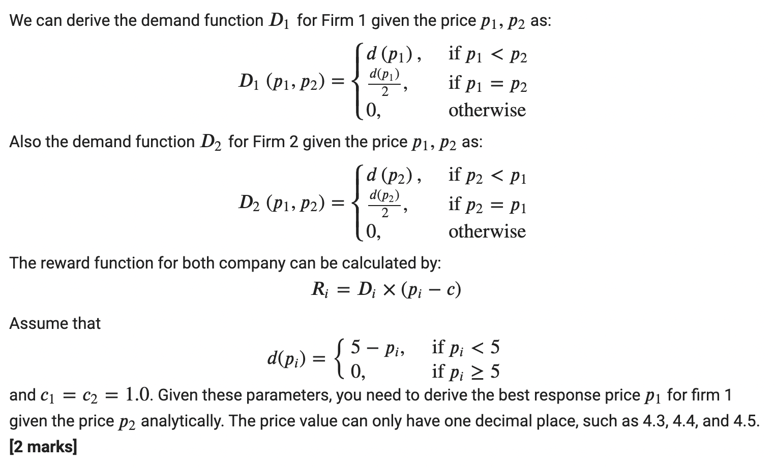 Q5 Bertrand model of oligopoly The Bertrand model of | Chegg.com