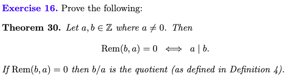 Solved Exercise 16. Prove the following: Theorem 30. Let | Chegg.com