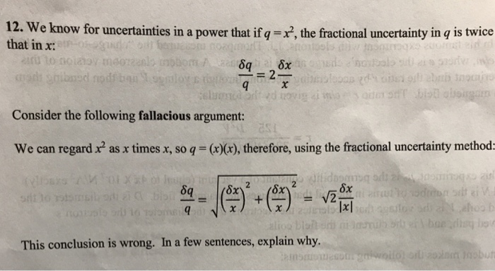 Solved 12. We know for uncertainties in a power that ifg x, | Chegg.com