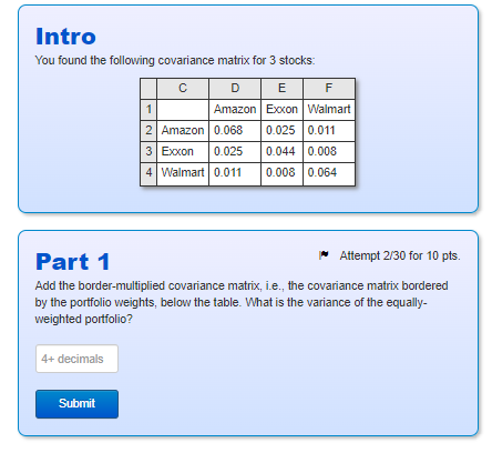You found the following covariance matrix for 3 | Chegg.com