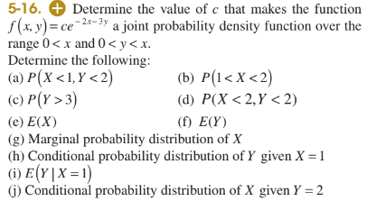 Solved 5-16. + Determine the value of c that makes the | Chegg.com