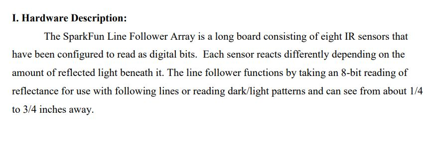 I. Hardware Description: The SparkFun Line Follower | Chegg.com
