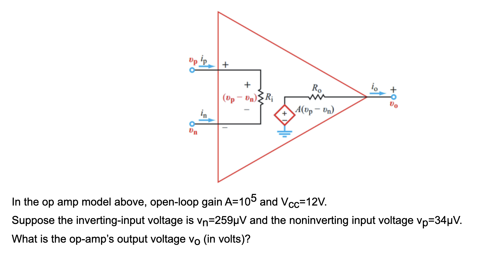 Solved In The Op Amp Model Above Open Loop Gain A105 And 