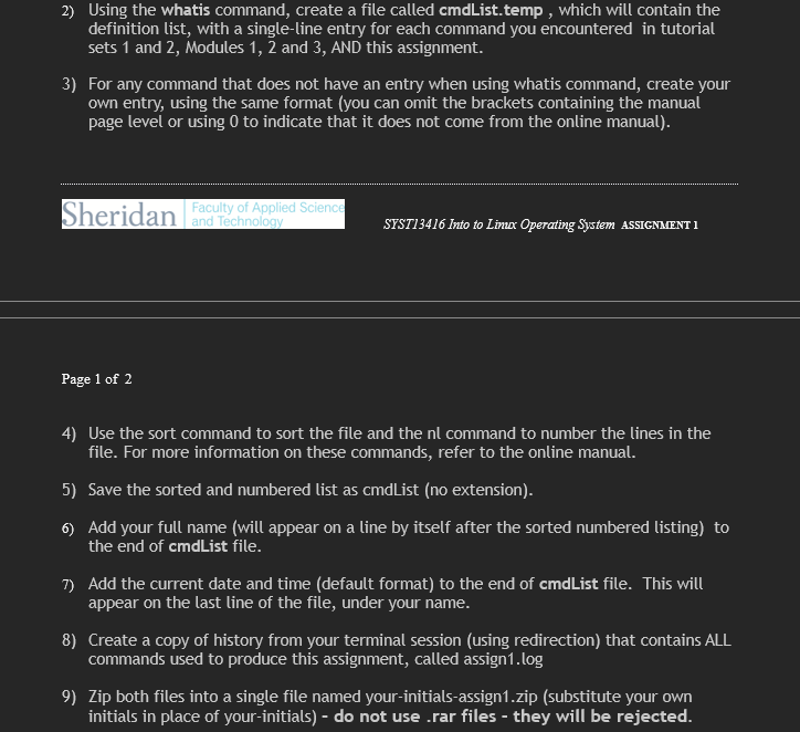 Solved 2) Using the whatis command, create a file called | Chegg.com