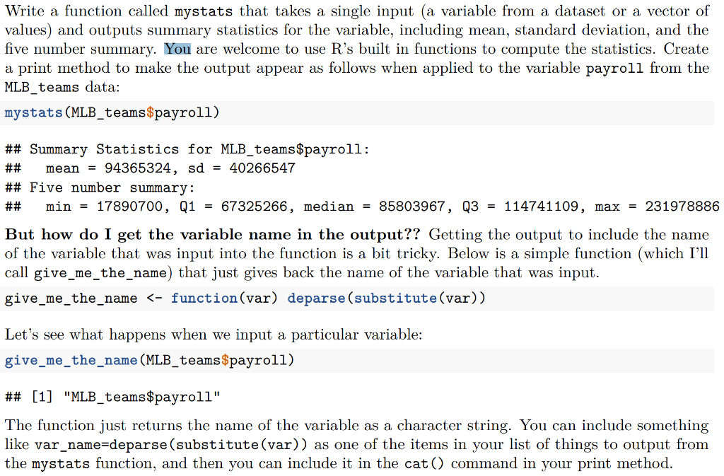 Solved Write a function called mystats that takes a single | Chegg.com