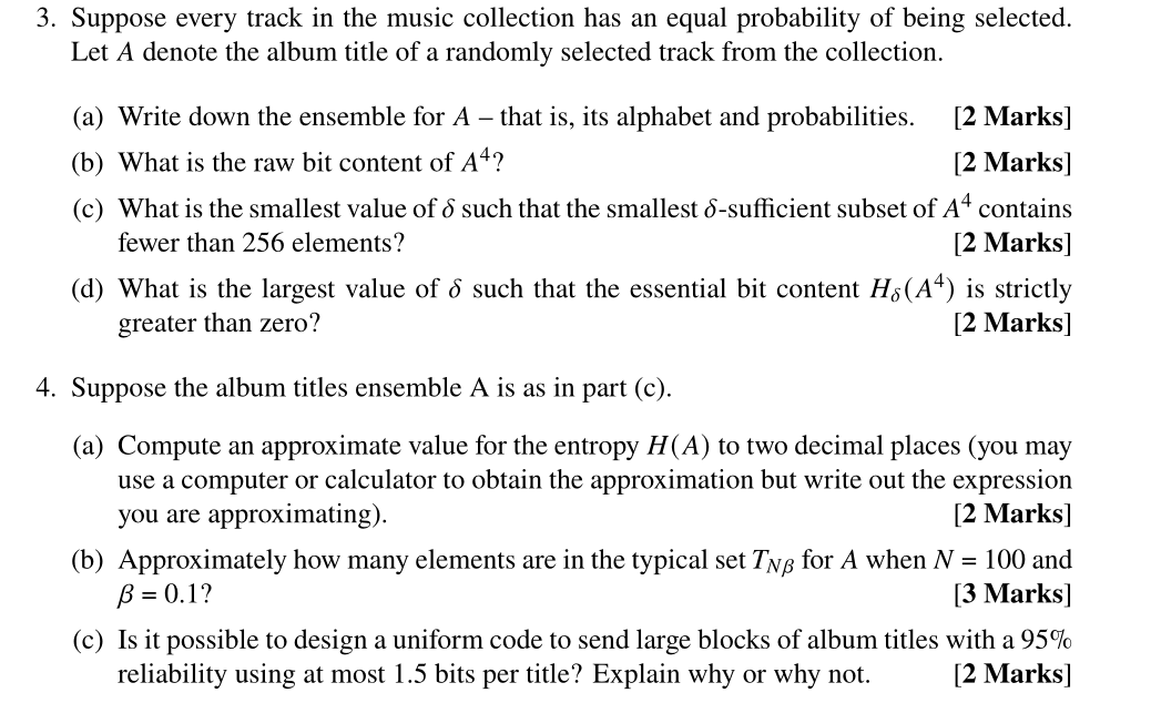 Solved Suppose a music collection consists of 4 albums: the | Chegg.com