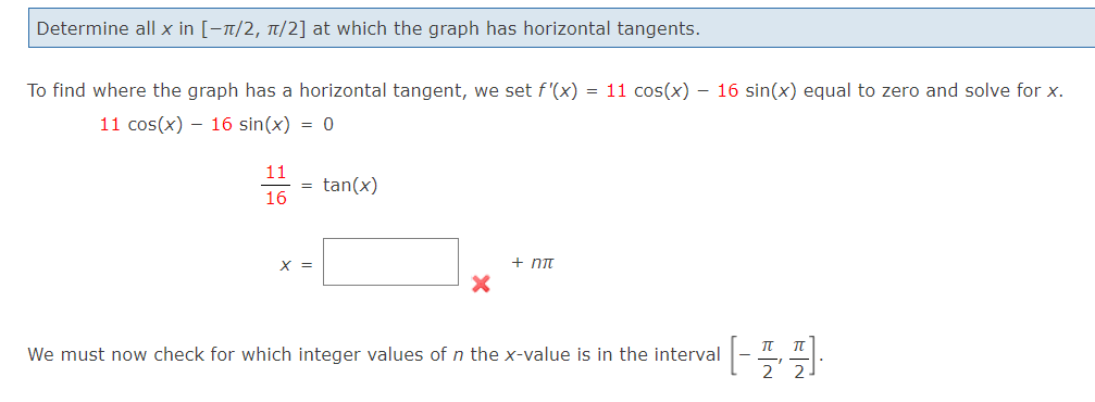 Solved Determine all x in [−π/2,π/2] at which the graph has | Chegg.com