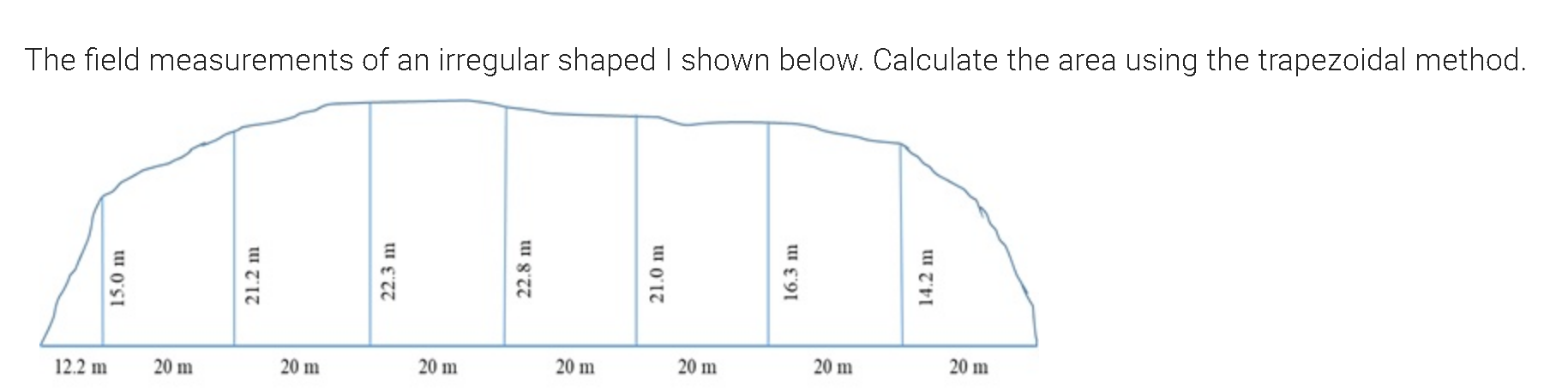Solved The field measurements of an irregular shaped I shown | Chegg.com