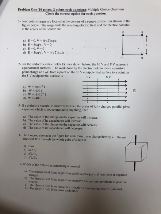 Solved Problem One (10 points, 2 points each question): | Chegg.com