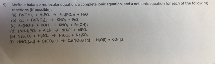 Solved Write a balance molecular equation, a complete ionic | Chegg.com