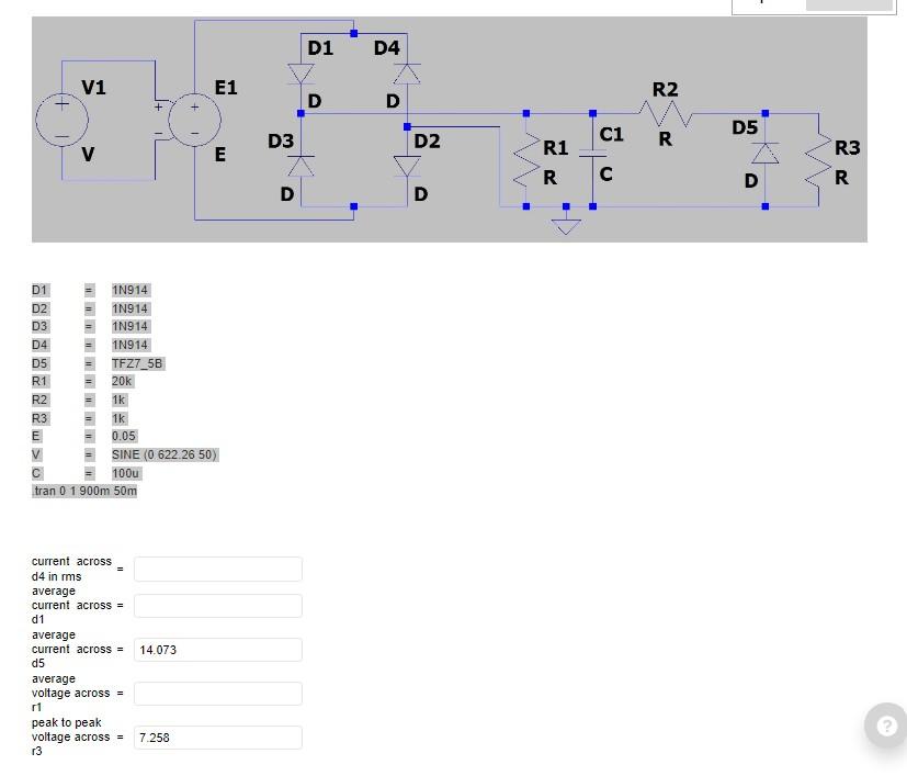Solved D1 D4 V1 E1 R2 D D + D3 D5 D2 C1 R V E R1 R R3 R с D | Chegg.com