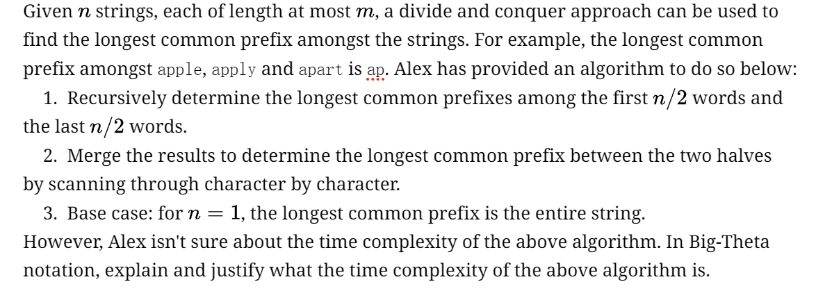 Solved Given n strings, each of length at most m, a divide | Chegg.com