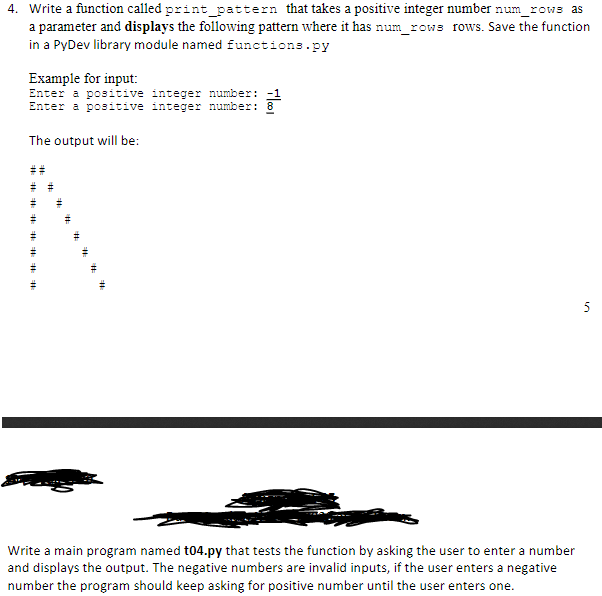 Solved 4. Write a function called print_pattern that takes a | Chegg.com
