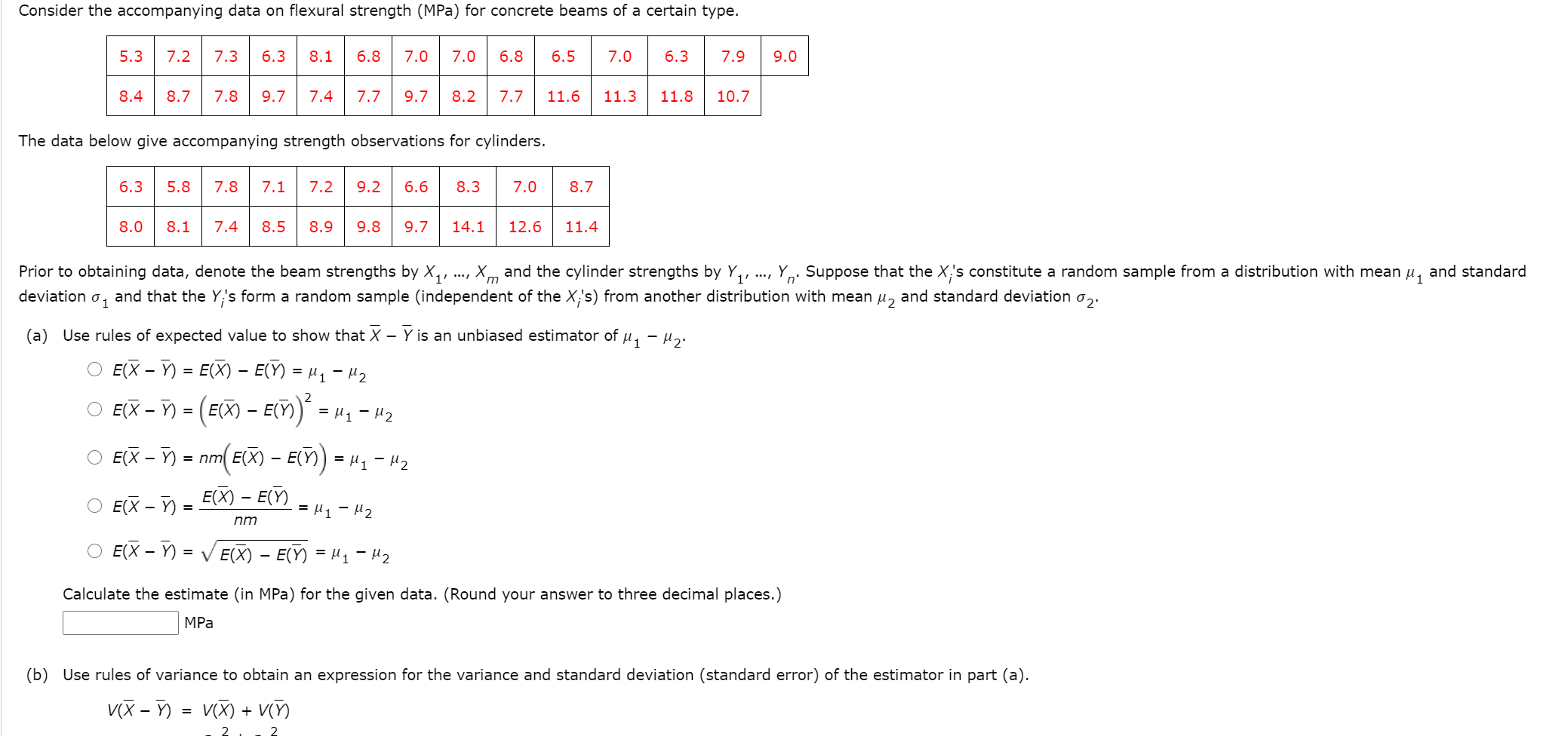 Solved Consider the accompanying data on flexural strength | Chegg.com