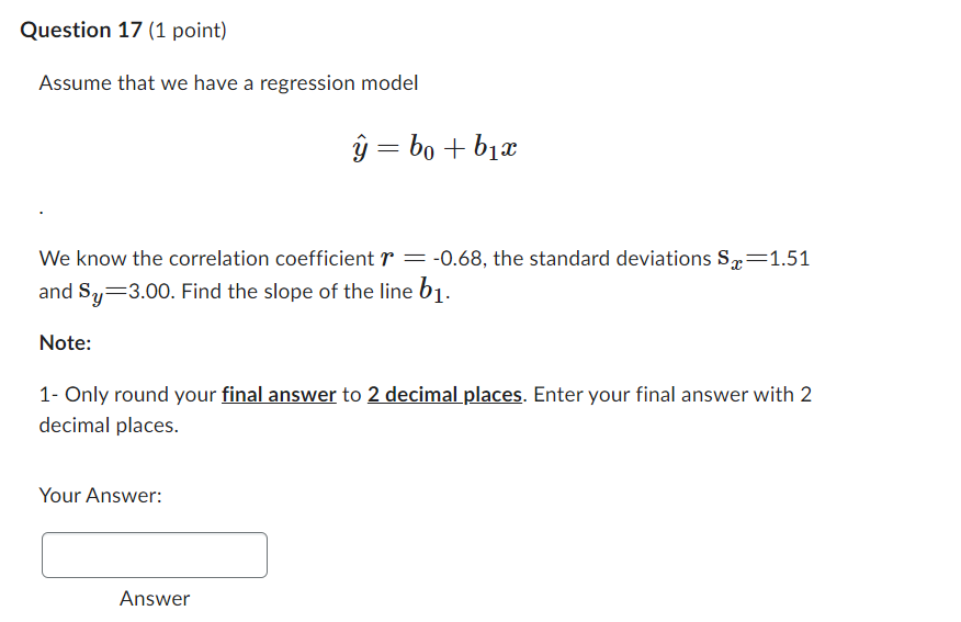 Solved Assume that we have a regression model y^=b0+b1x We | Chegg.com