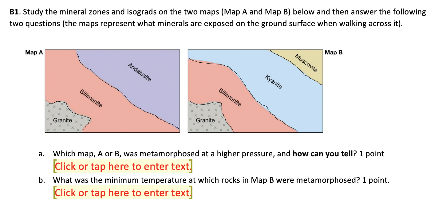Solved B1. Study the mineral zones and isograds on the two | Chegg.com