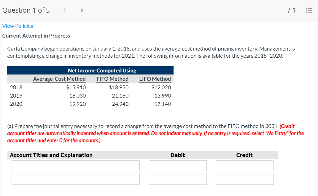Solved Will rate your answer. Carla Company began operations | Chegg.com