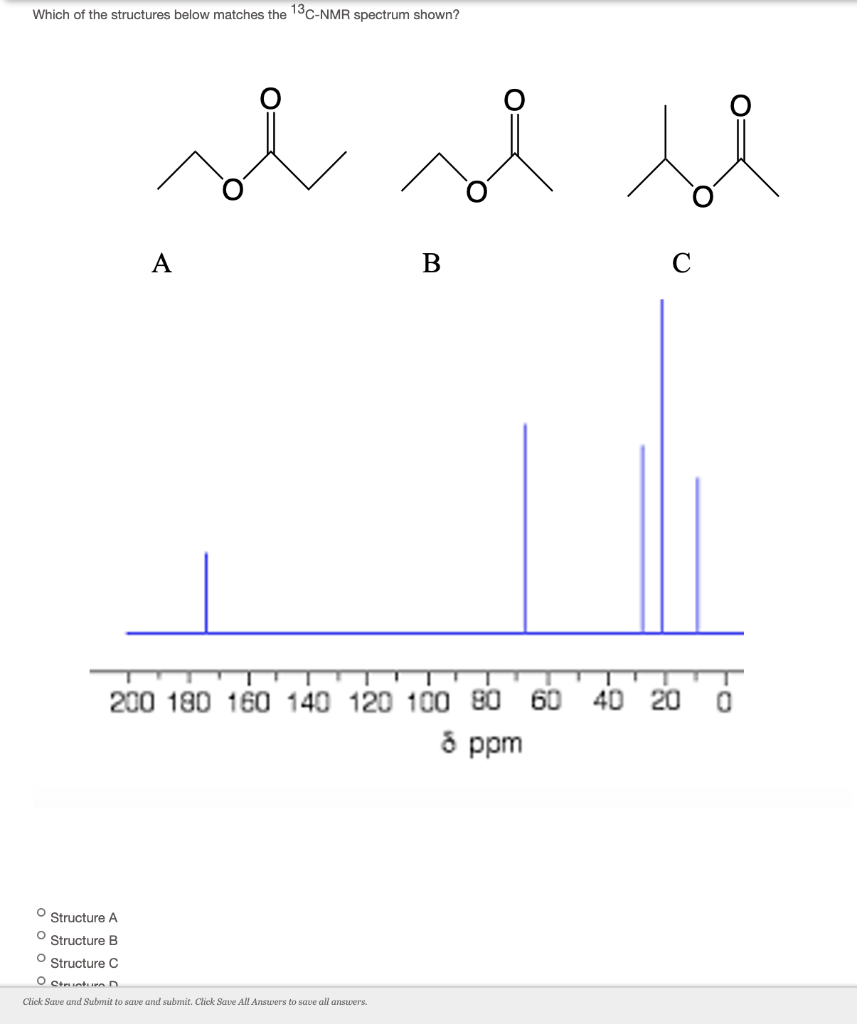 Solved Which of the structures below matches the 13C-NMR | Chegg.com
