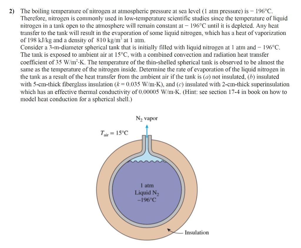 Solved The boiling temperature of nitrogen at atmospheric | Chegg.com