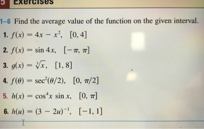 Solved Find the average value of the function on the given | Chegg.com