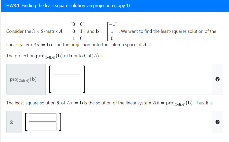Solved HW8.1. Finding the least square solution via | Chegg.com