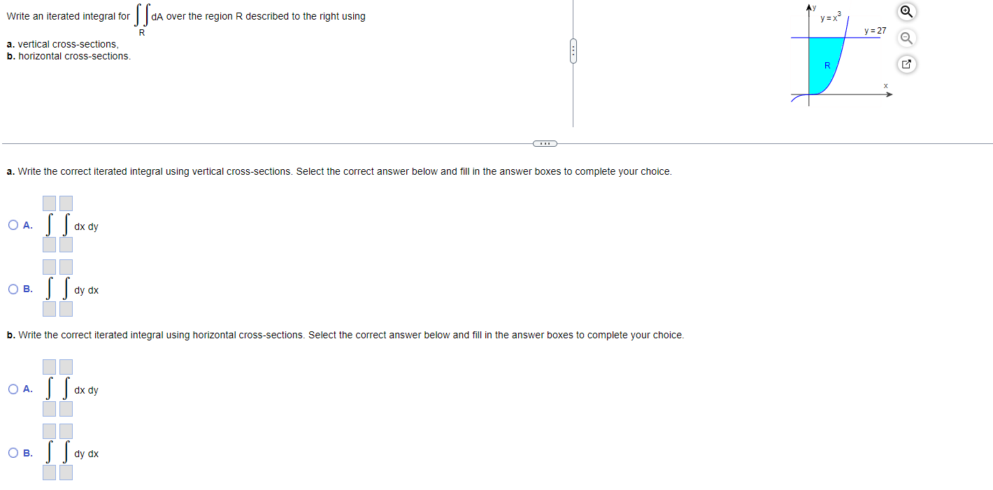 Solved Write an iterated integral for ∬RdA over the region R | Chegg.com