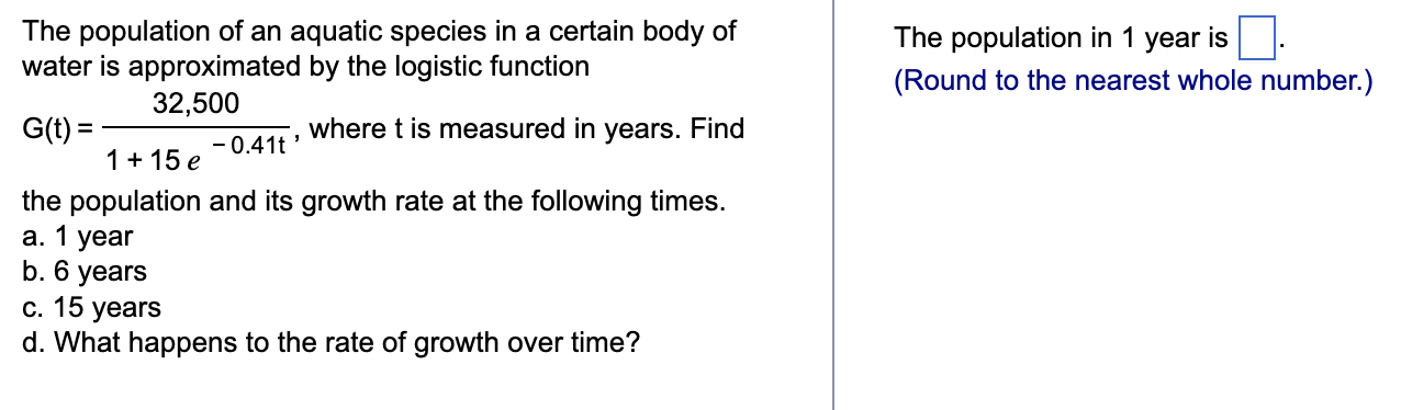 Solved the population of an aquatic species in a certain | Chegg.com