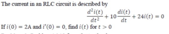 Solved The current in an RLC circuit is described | Chegg.com