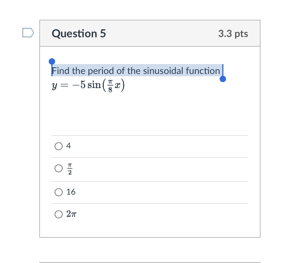 Solved Find the period of the sinusoidal function | Chegg.com