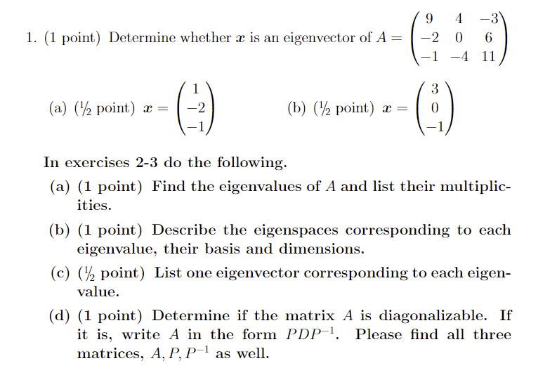 Solved 1 Point Determine Whether X Is An Eigenvector Of
