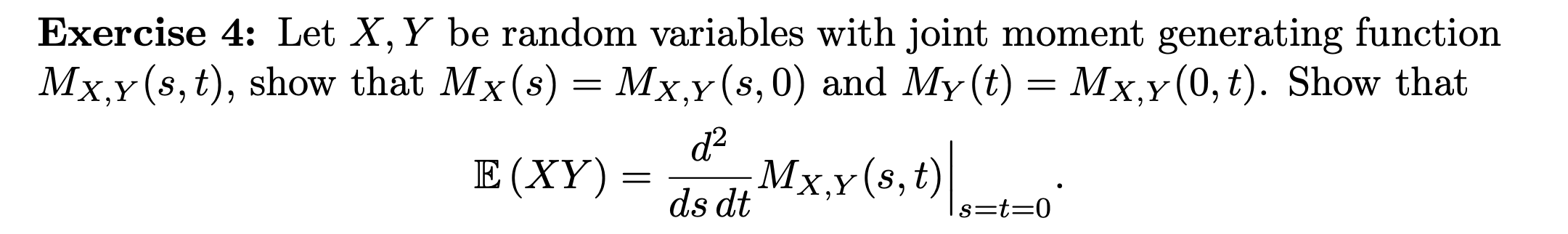 Solved Exercise 4: Let X,Y be random variables with joint | Chegg.com
