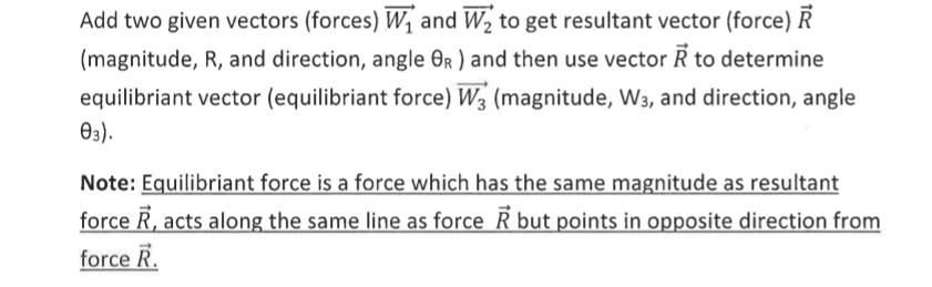 Solved Add two given vectors (forces) W, and W, to get | Chegg.com