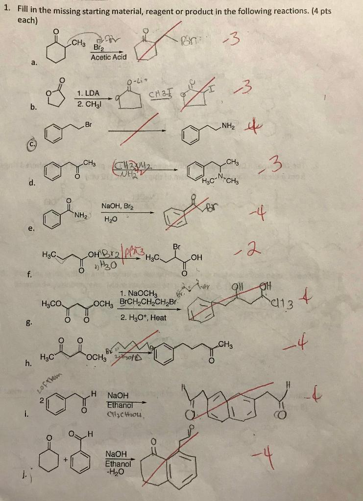 Solved Fill in the missing starting material, reagent or | Chegg.com