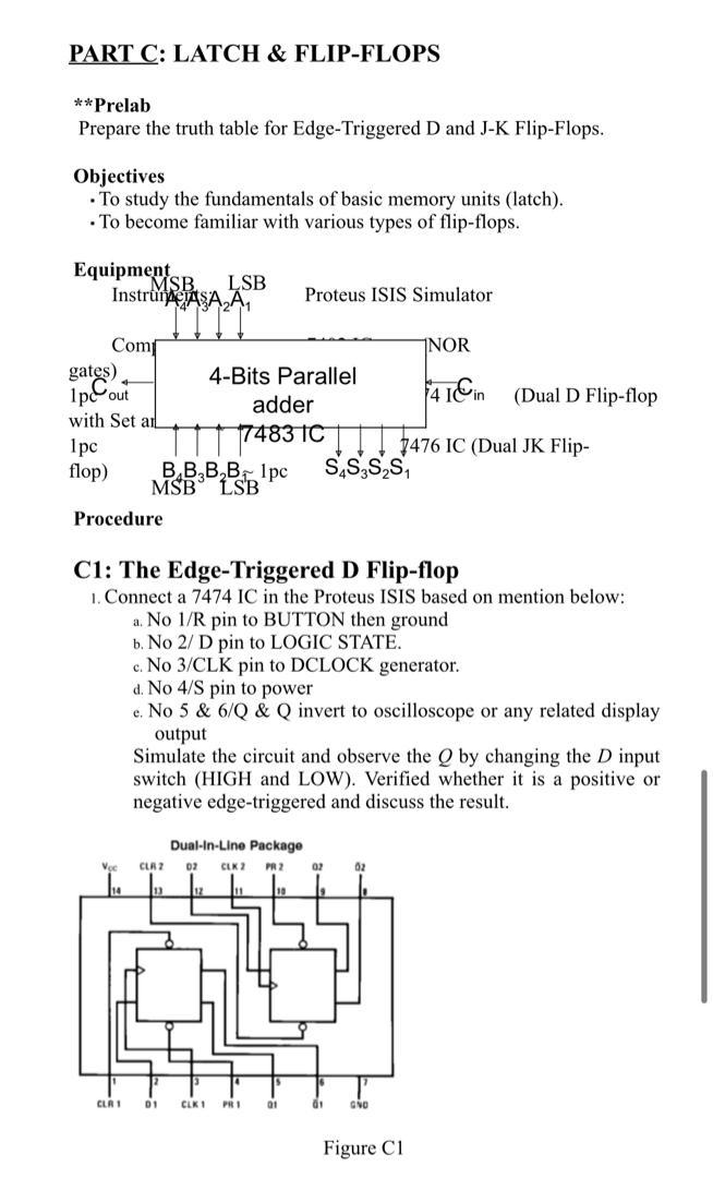 Solved PART C: LATCH & FLIP-FLOPS **Prelab Prepare the truth | Chegg.com