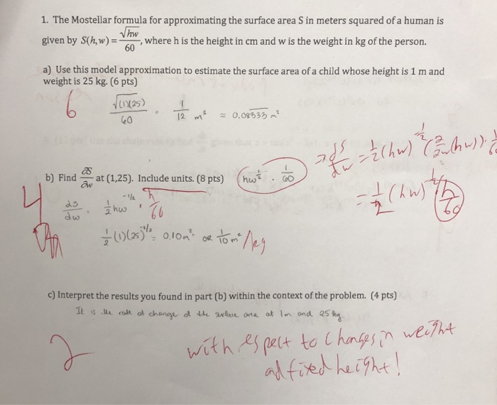 Solved 1. The Mostellar formula for approximating the | Chegg.com