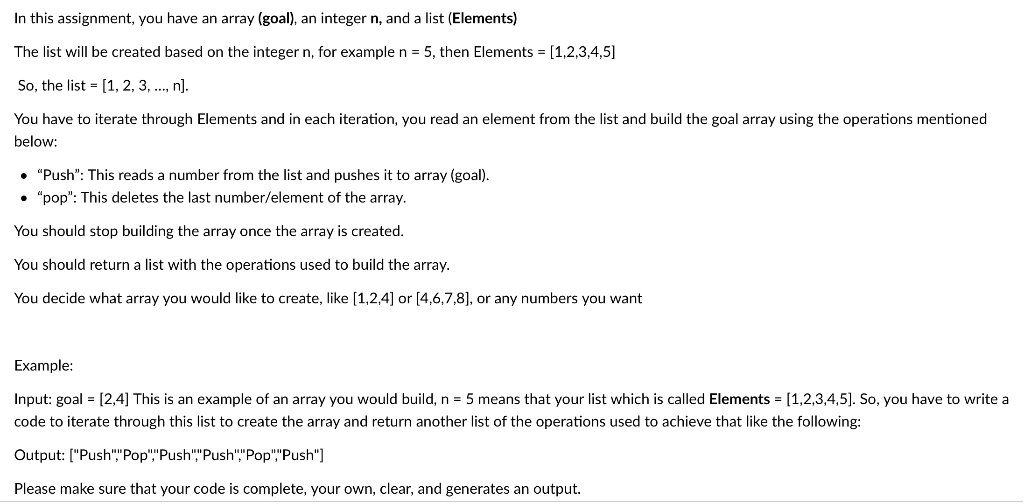 Solved In this assignment, you have an array (goal), an | Chegg.com